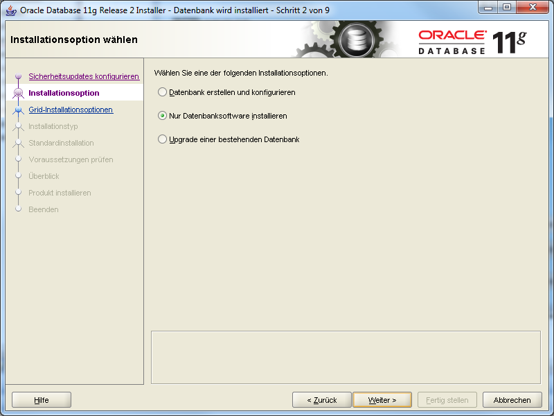 Oracle-Server installieren